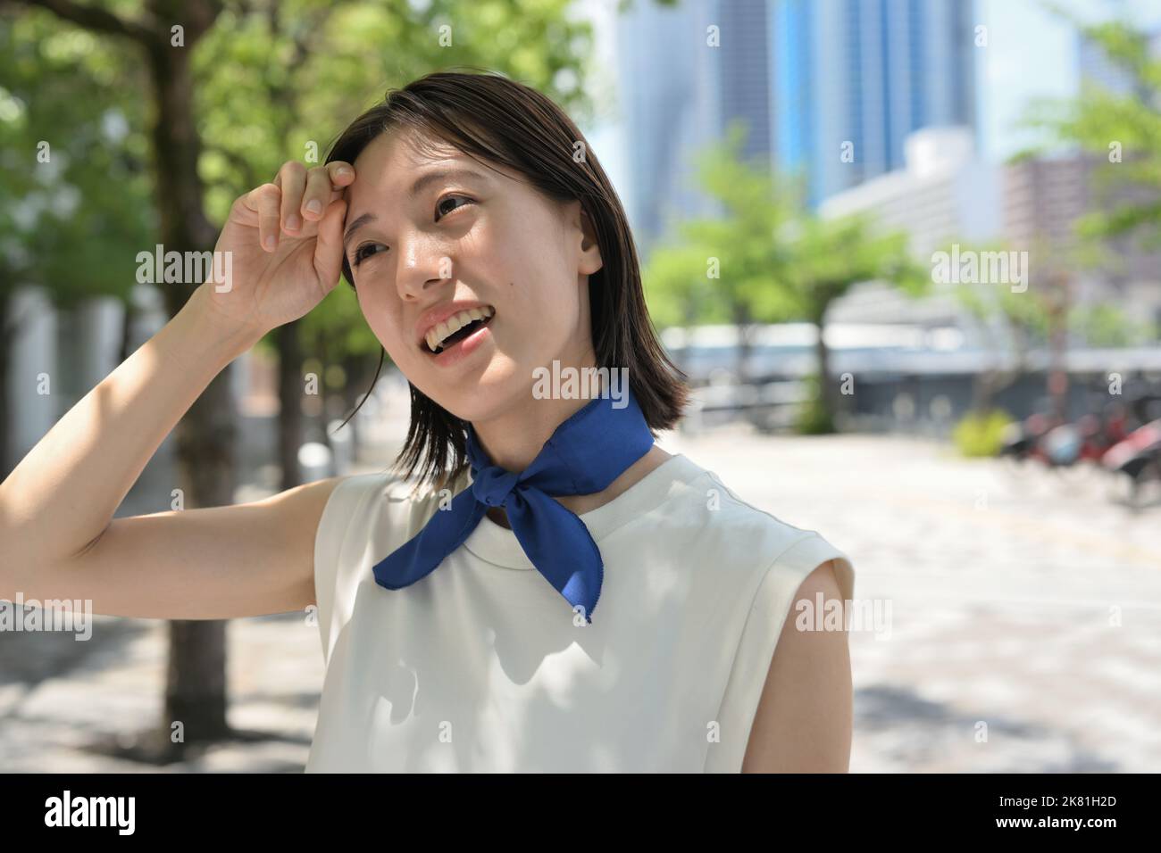 Japanese woman taking measures against the heat wave Stock Photo - Alamy