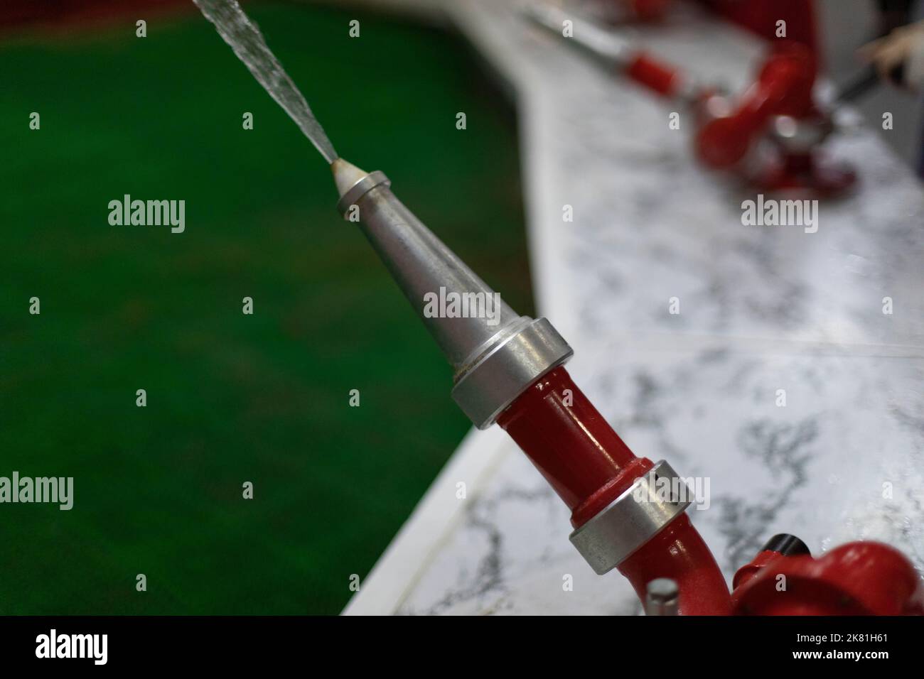 Fire faucet with water. Fire station parts. Means of protection against ...