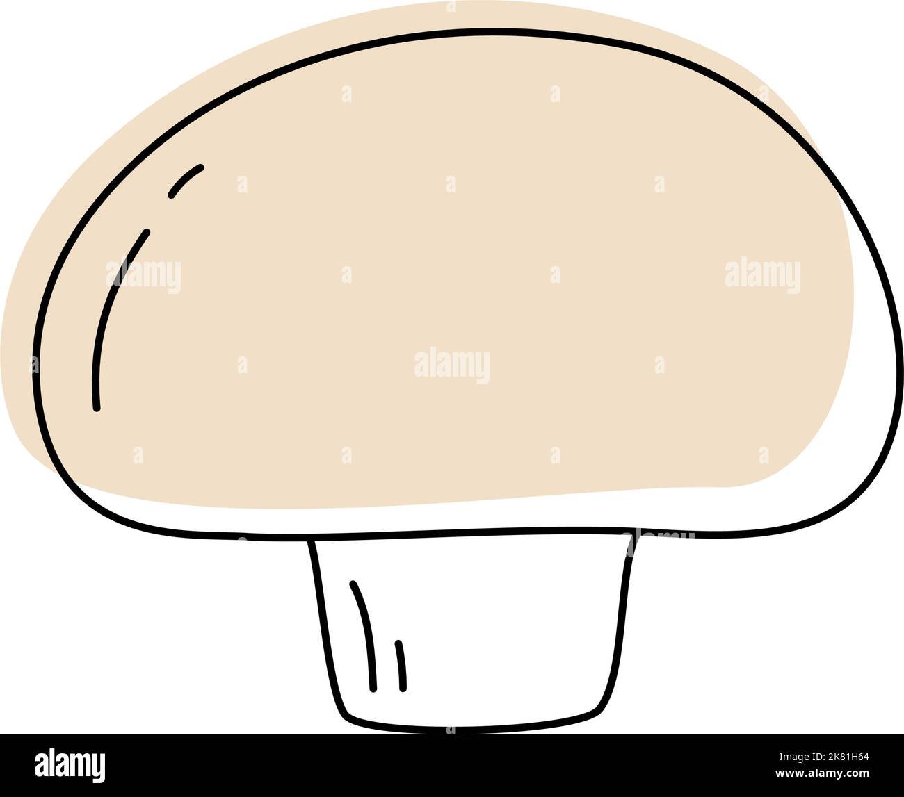 Doodle outline mushroom champignon with spot. Vector hand-drawn ...