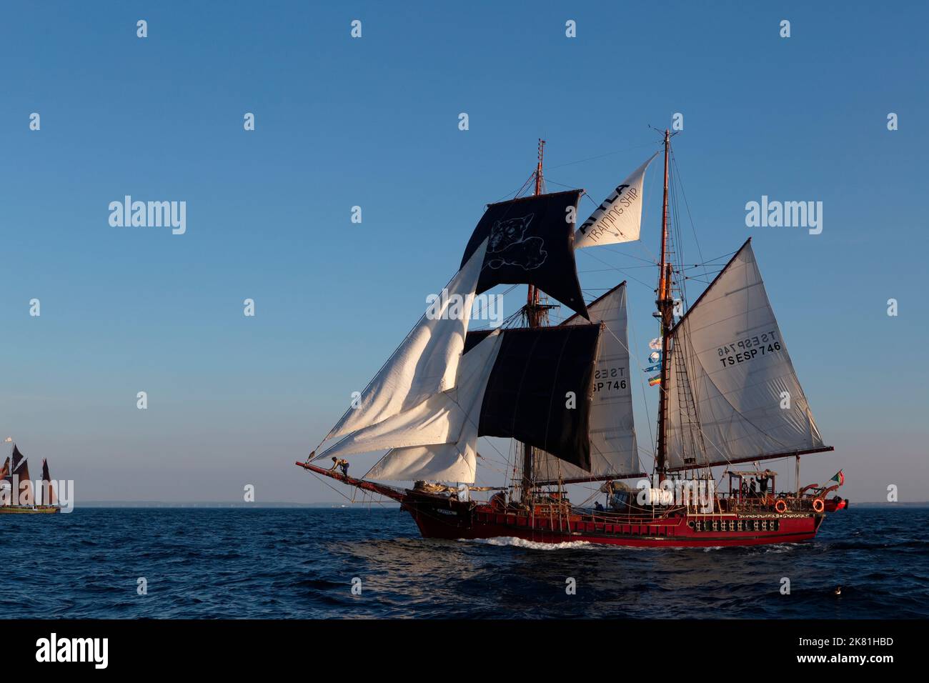 Tall Ship ATYLA at the start of the 2018 Tall Ships race off Sunderland ...