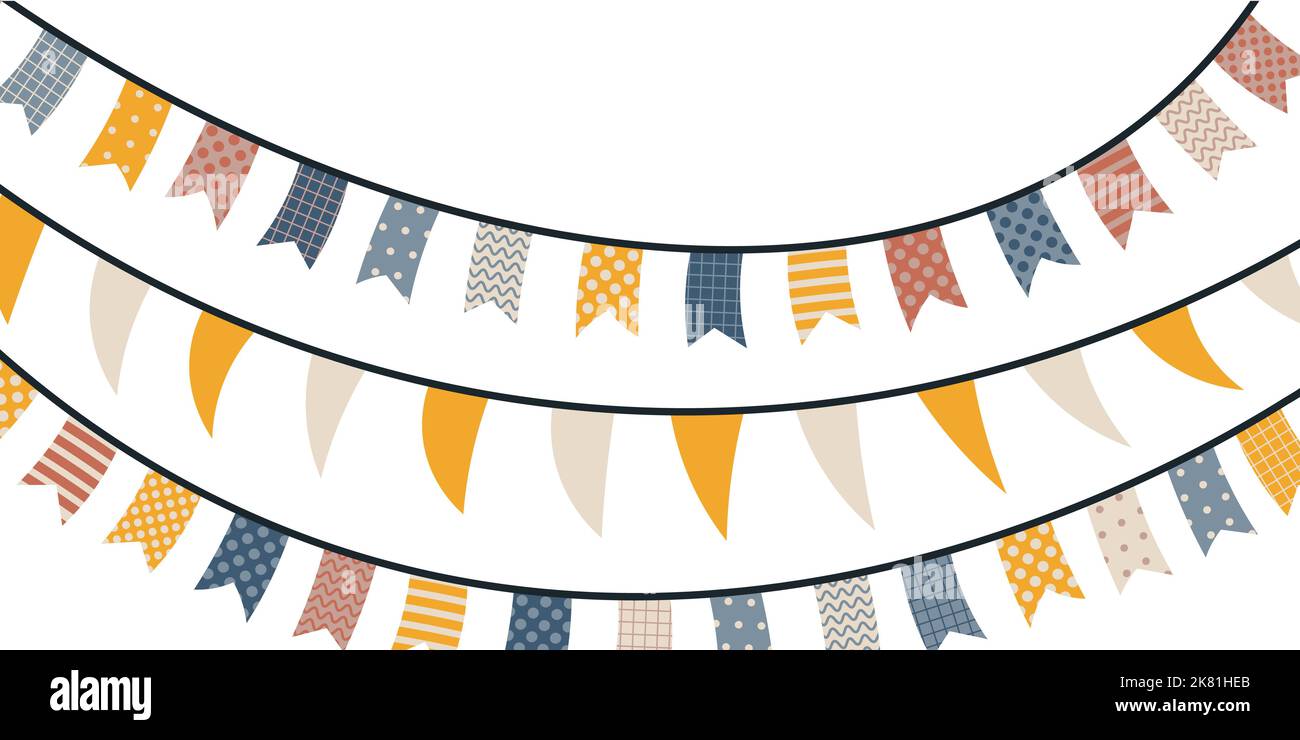 Decorative festive colorful street flags. Holiday decorations. Vector ...