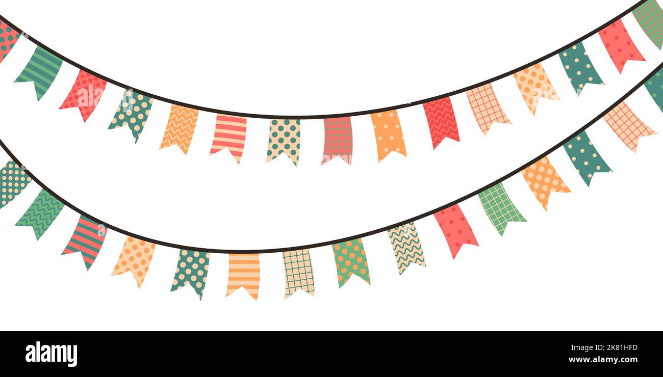 Decorative festive colorful street flags. Holiday decorations. Vector ...