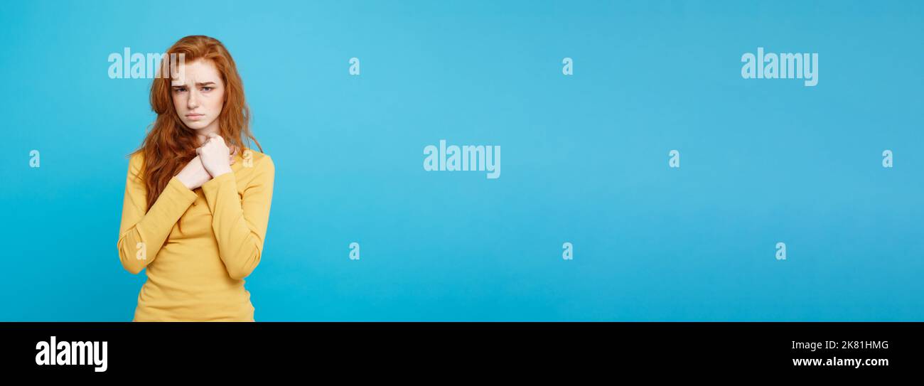 Healthcare Concept - Portrait of young beautiful ginger woman feeling ...