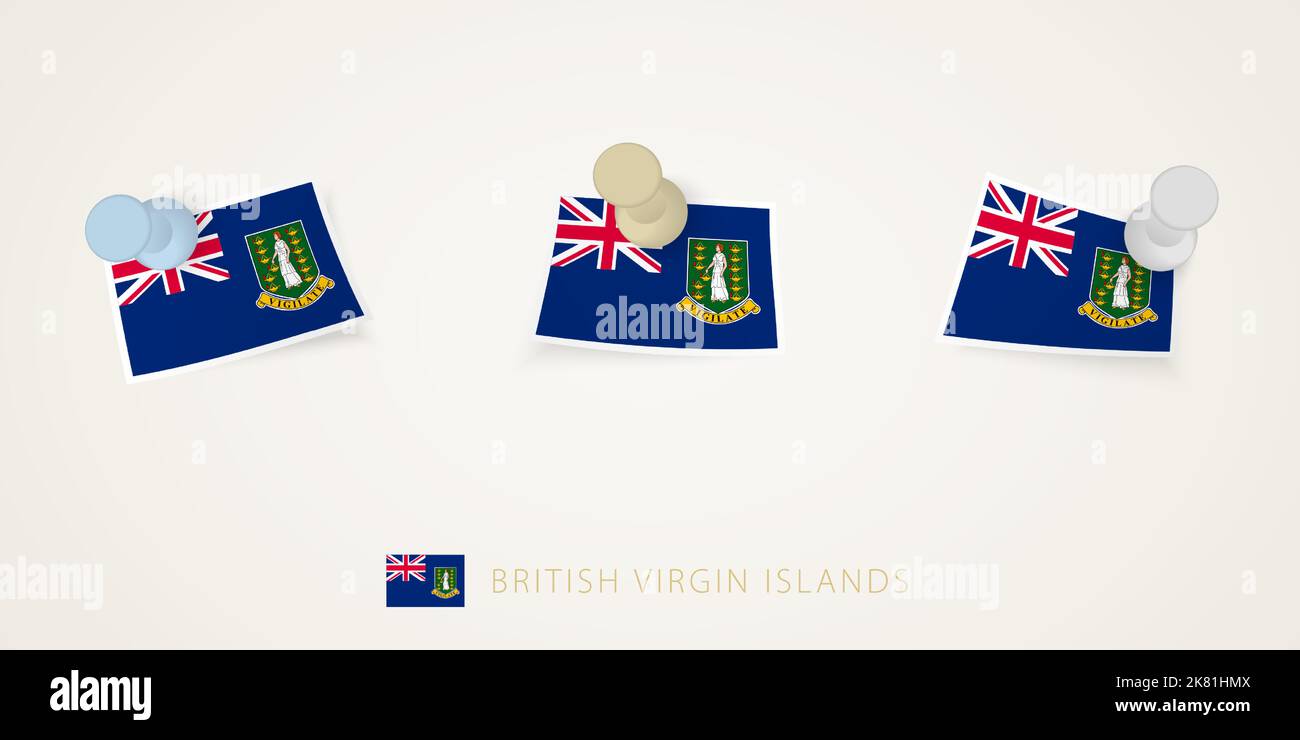 Pinned flag of British Virgin Islands in different shapes with twisted ...