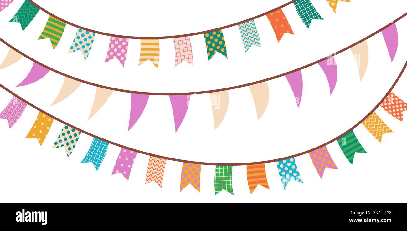 Decorative festive colorful street flags. Holiday decorations. Vector ...