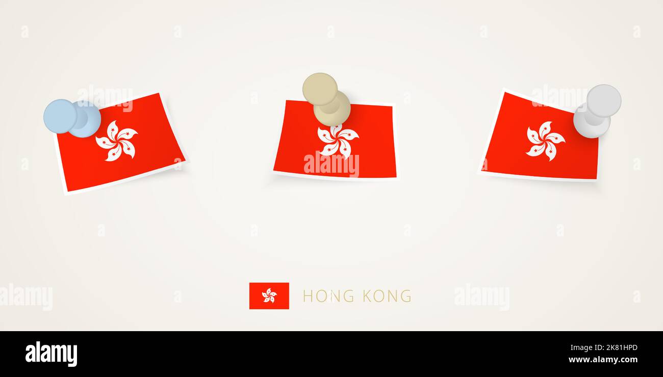 Pinned flag of Hong Kong in different shapes with twisted corners ...