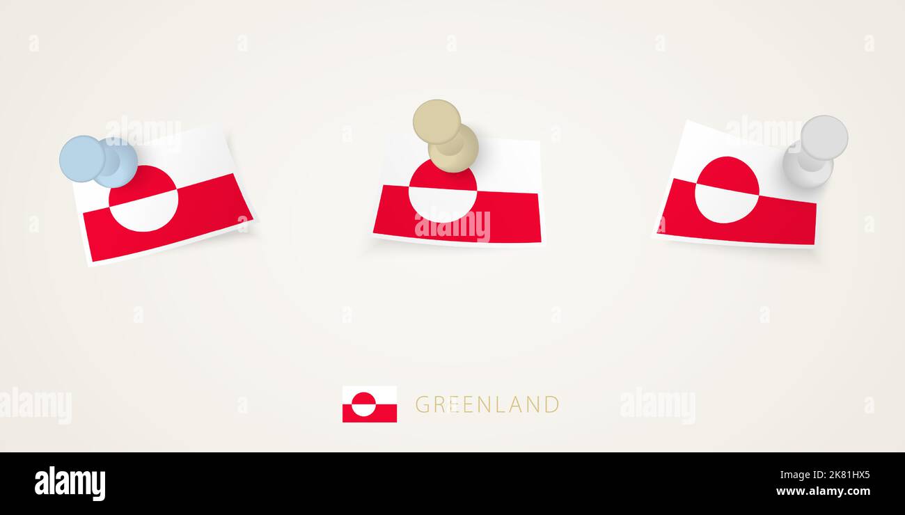 Pinned flag of Greenland in different shapes with twisted corners ...