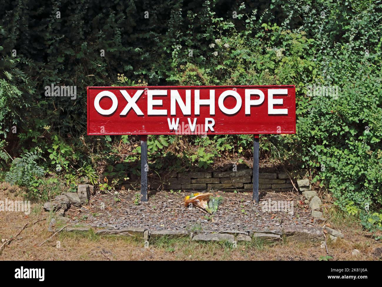 Oxenhope station sign on Keighley & Worth Valley Railway Stock Photo ...