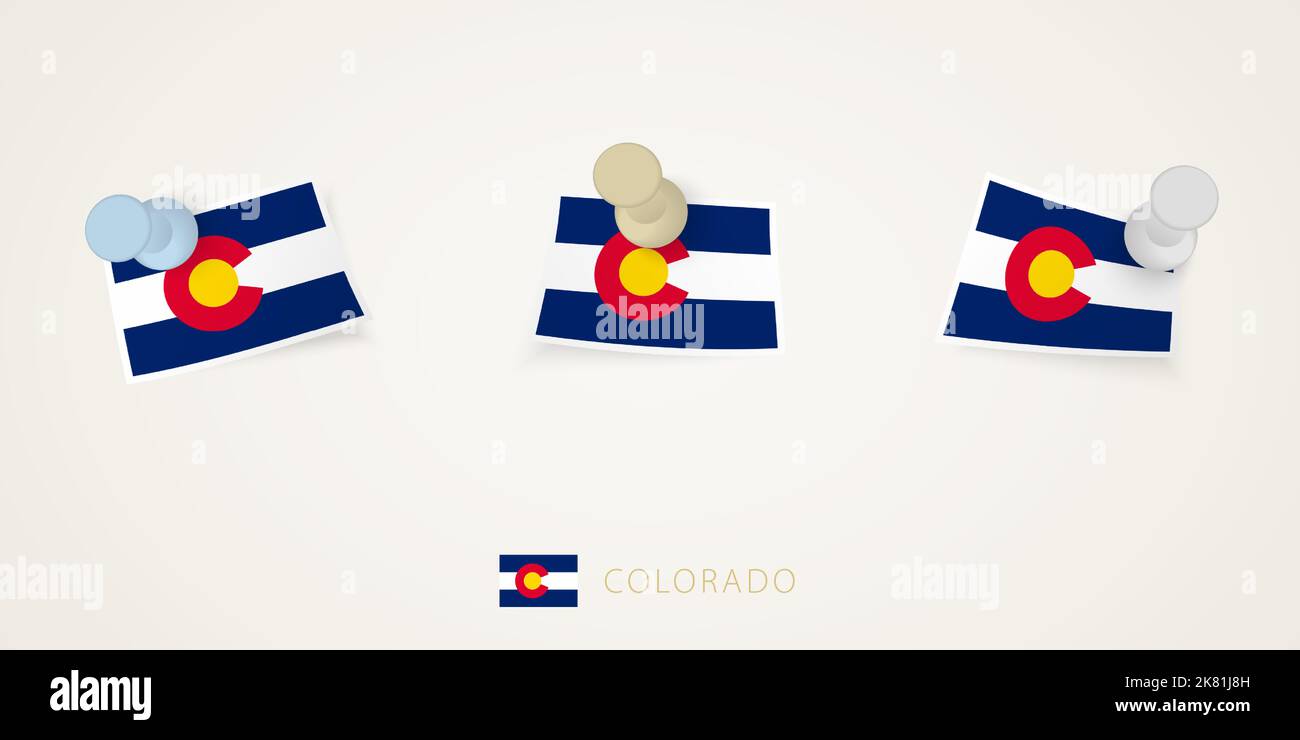 Pinned flag of Colorado in different shapes with twisted corners ...