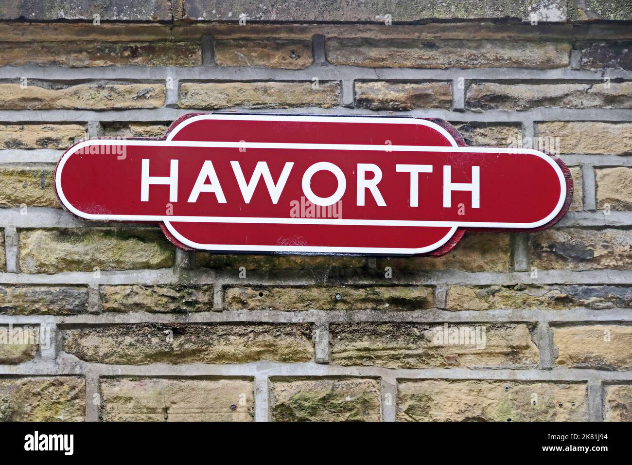Haworth station sign on Keighlet & Worth Valley Railway Stock Photo - Alamy