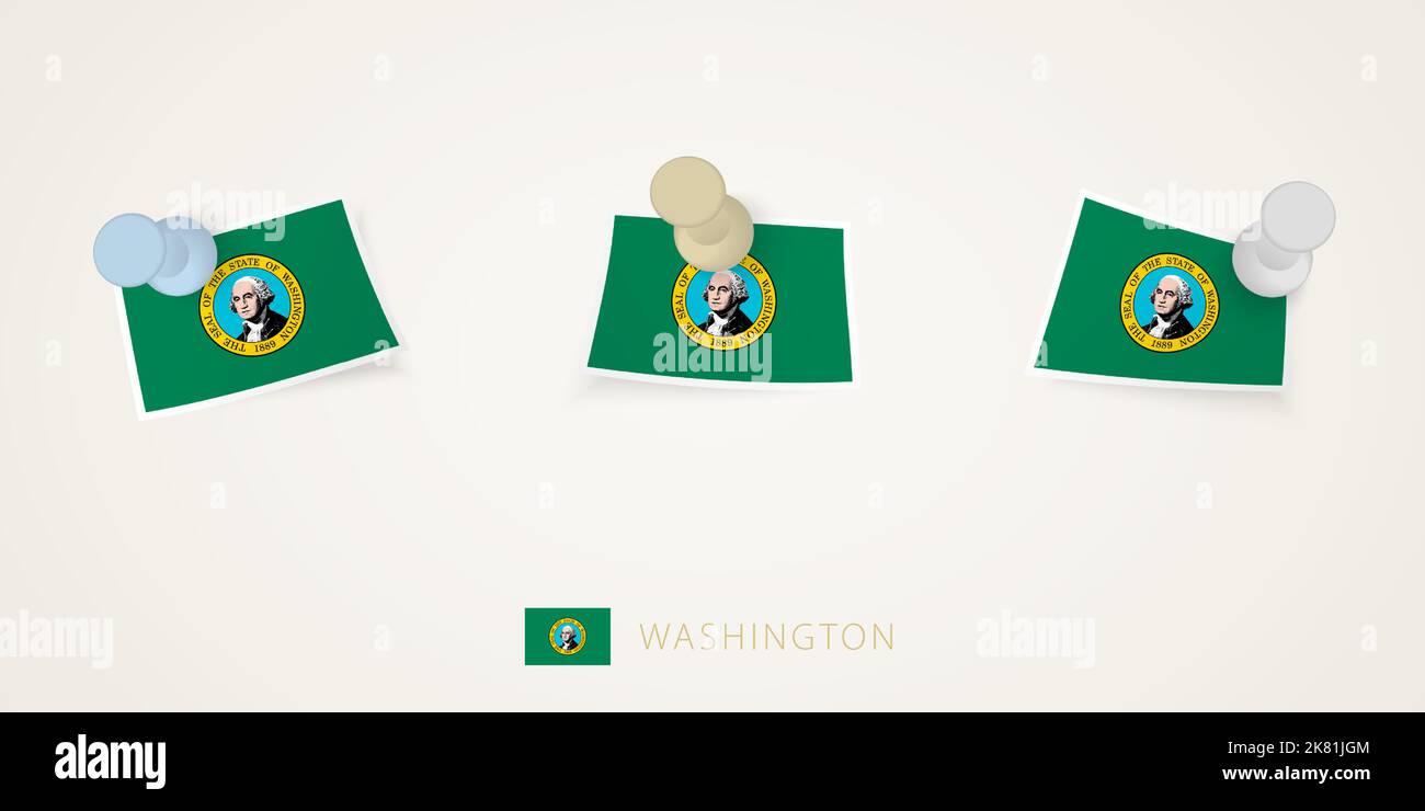 Pinned flag of Washington in different shapes with twisted corners ...