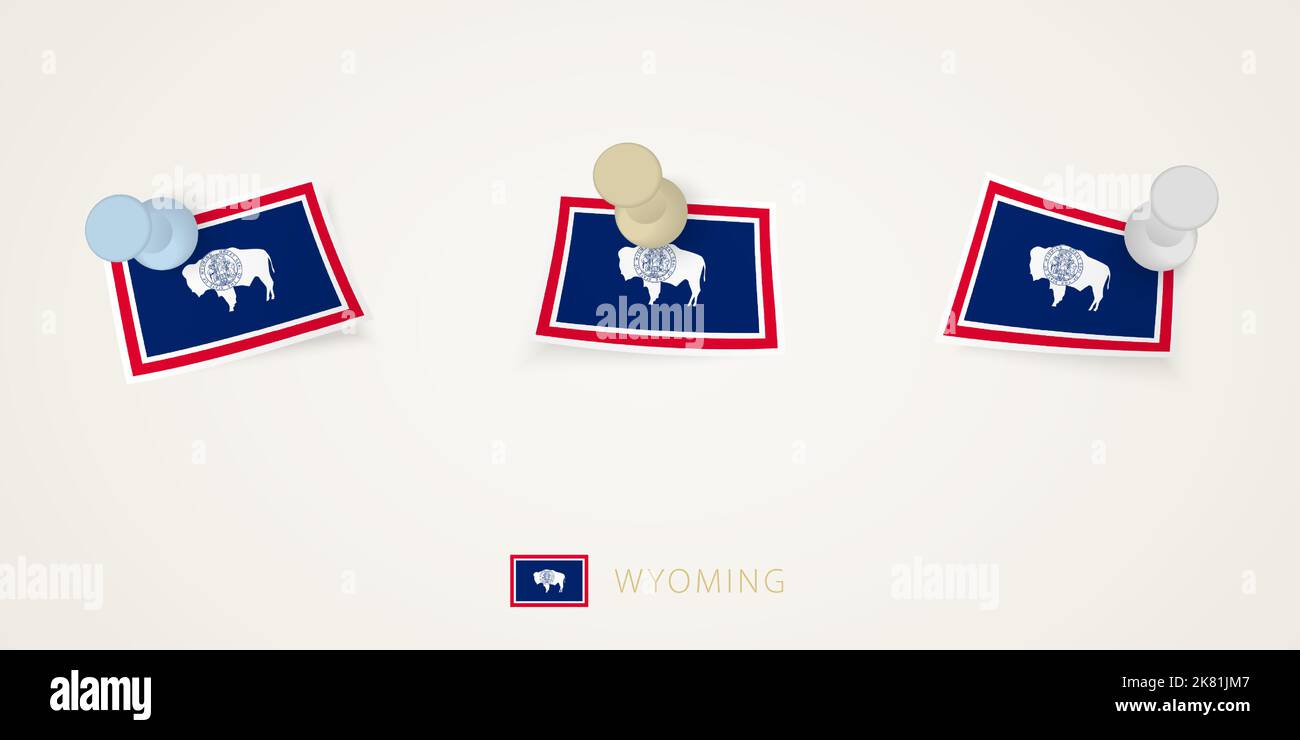 Pinned Flag Of Wyoming In Different Shapes With Twisted Corners Vector