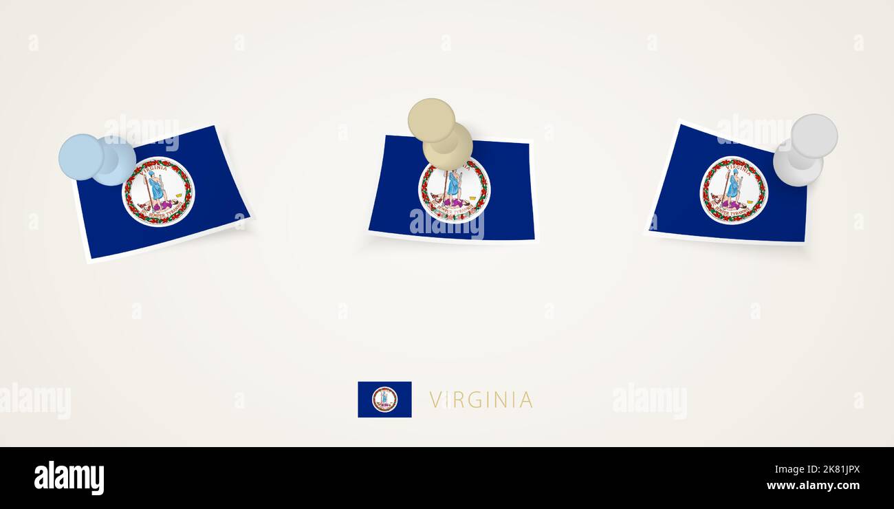 Pinned flag of Virginia in different shapes with twisted corners ...