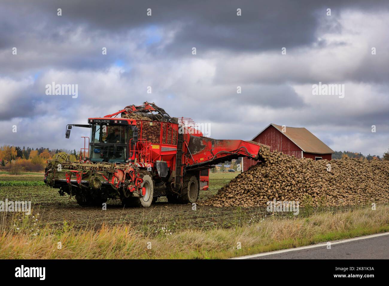 Farmer unloads harvested sugar beet off Holmer Terra Dos T3 beet ...