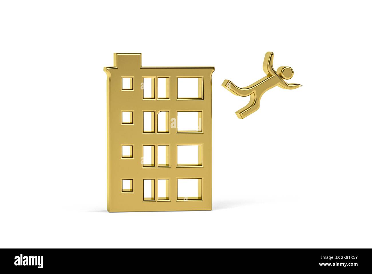 Golden 3d suicide icon isolated on white background - 3D render Stock ...