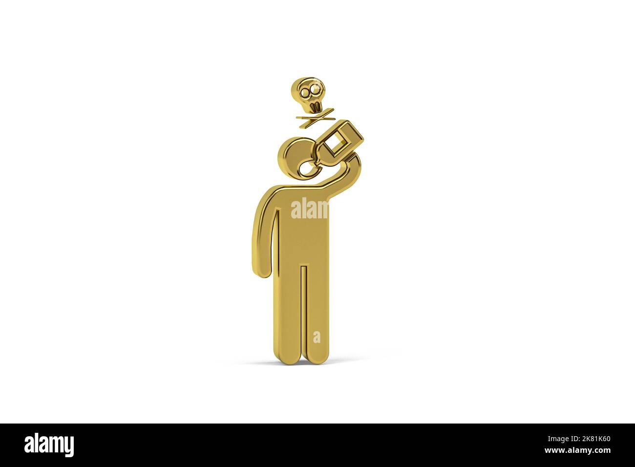 Golden 3d suicide icon isolated on white background - 3D render Stock ...