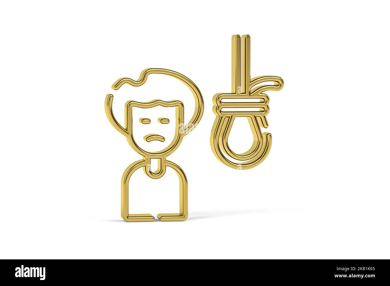 Golden 3d suicide icon isolated on white background - 3D render Stock ...