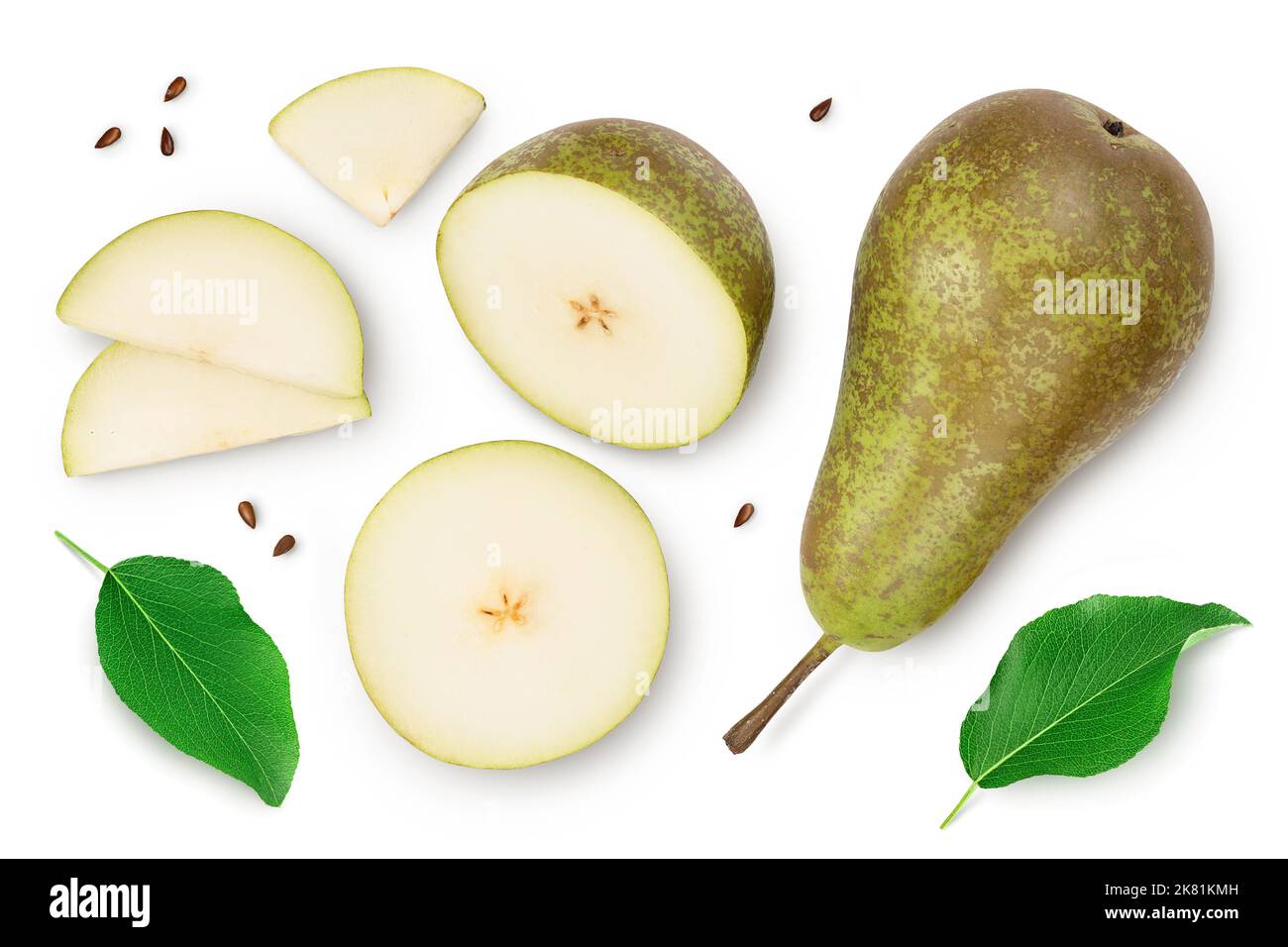 Green conference pear isolated on white background and full depth of ...