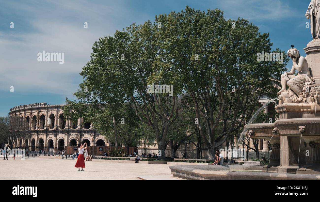 Arena of Nîmes, the Roman amphitheatre in Nimes, as viewed from ...