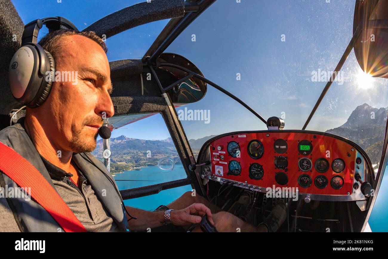 France. Hautes-Alpes (05) Pays de Serre-Poncon, Lake Serre-Poncon ...