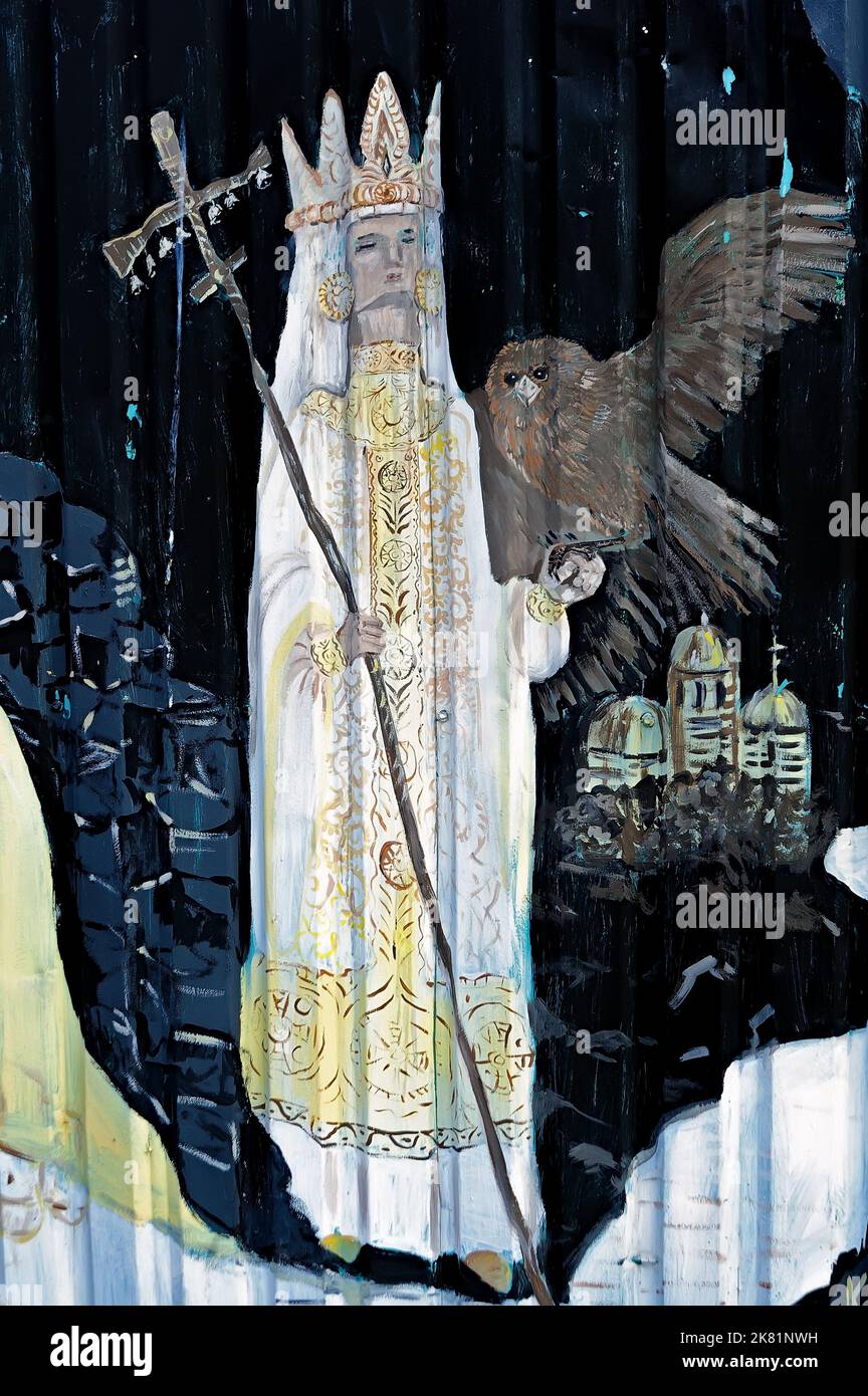 Street art depicting Princess Olga in Kyiv Ukraine Stock Photo - Alamy