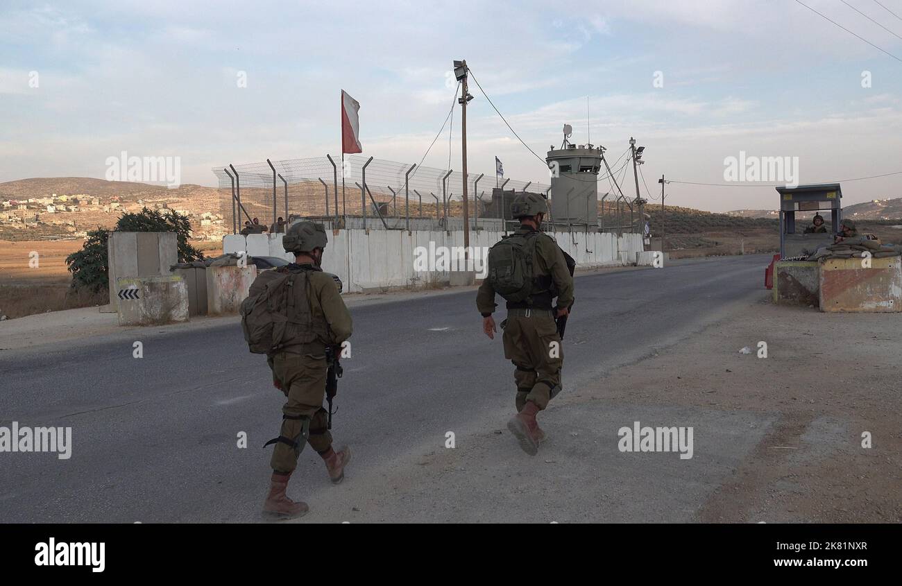 NABLUS, WEST BANK - OCTOBER 19: Israeli soldiers walk in Beit Furik ...