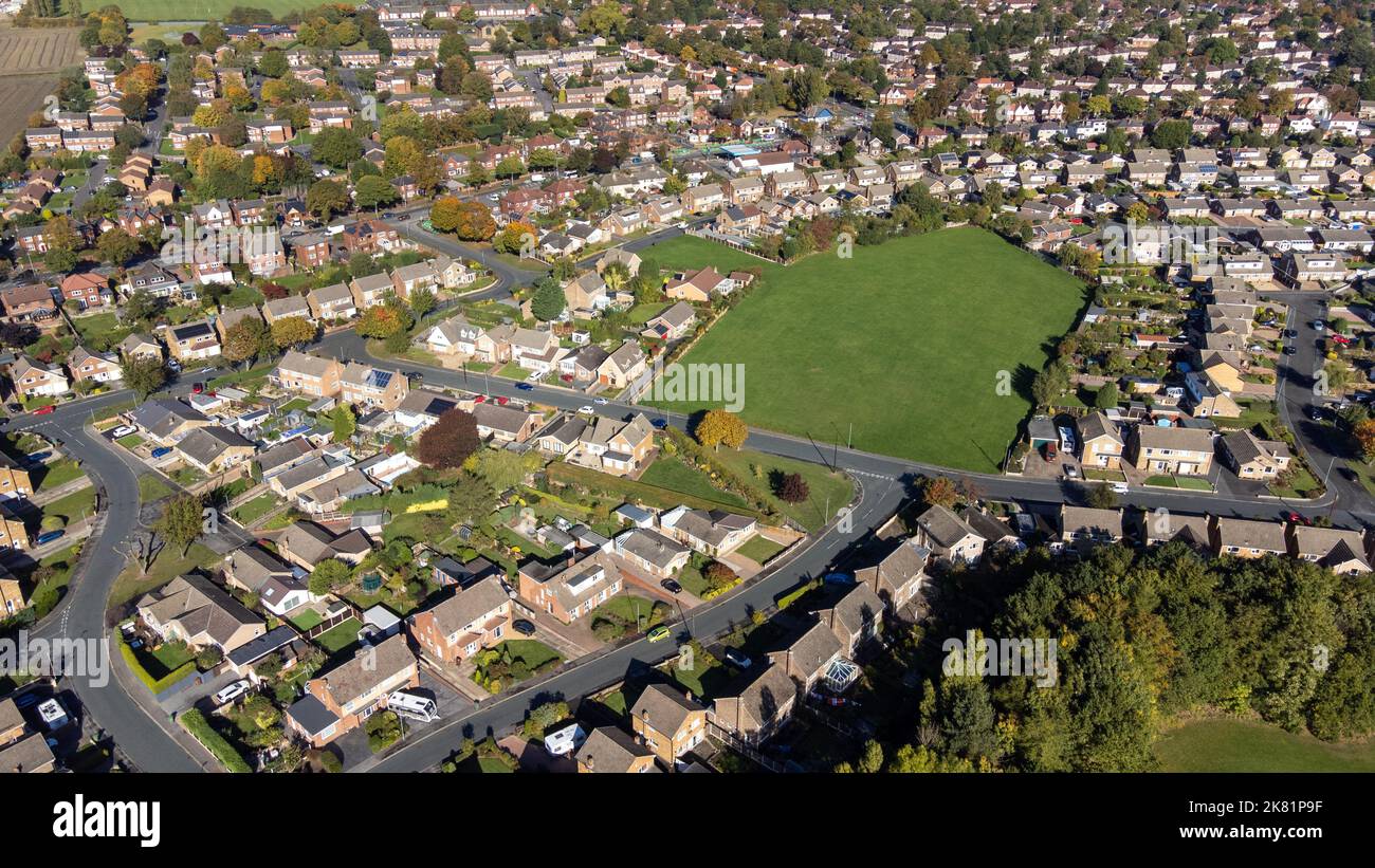 Aerial drone photo of the British town of Wakefield in West Yorkshire ...