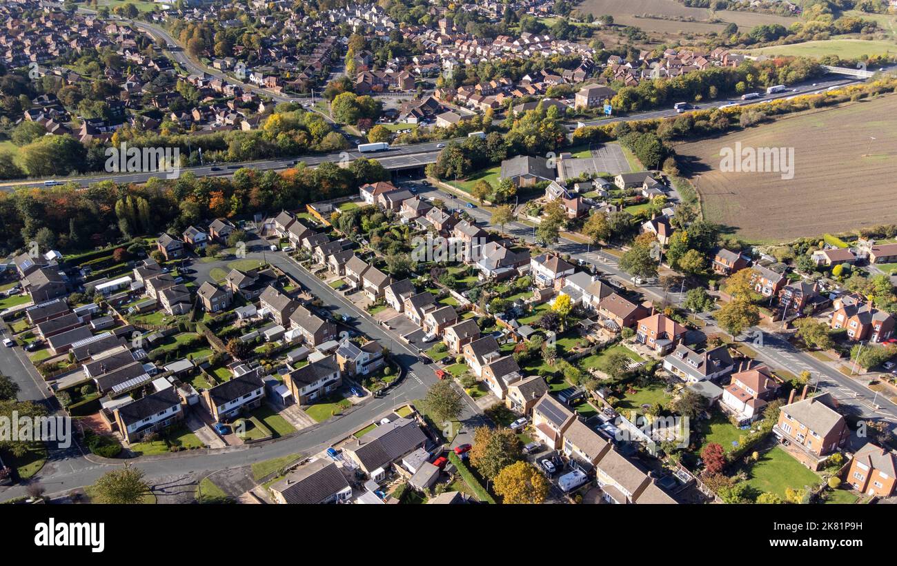 Aerial drone photo of the British town of Wakefield in West Yorkshire ...