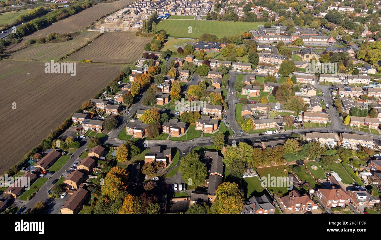Aerial drone photo of the British town of Wakefield in West Yorkshire ...