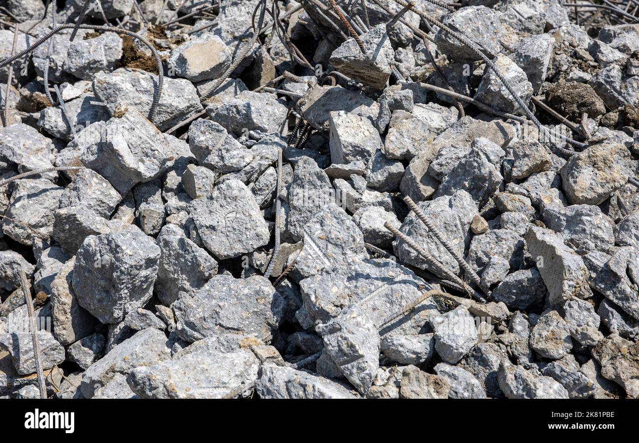 Heap of construction waste, concrete and brick Stock Photo - Alamy