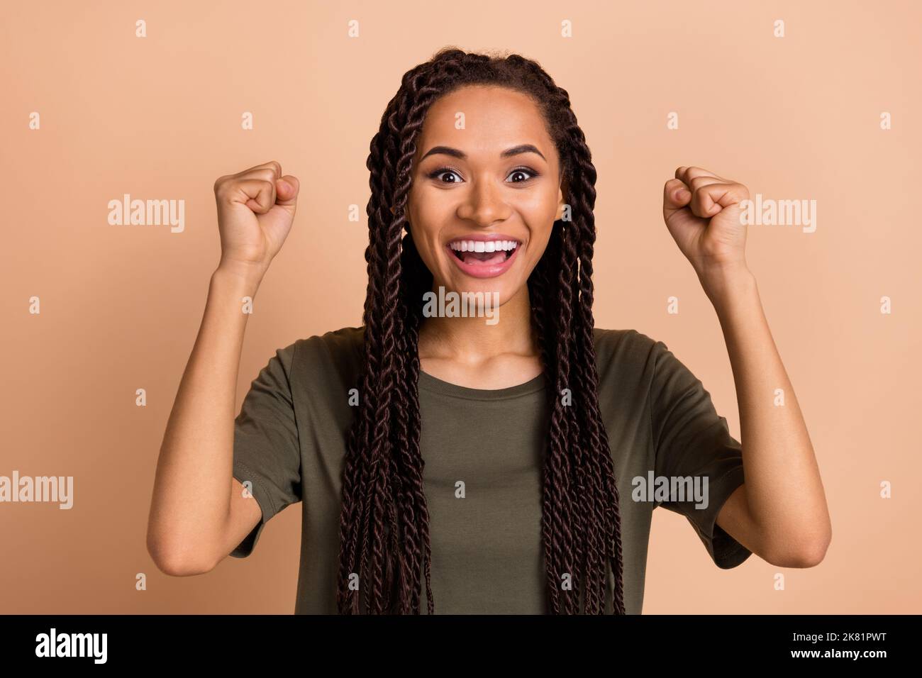 Photo of overjoyed delighted female celebrate lottery win become ...