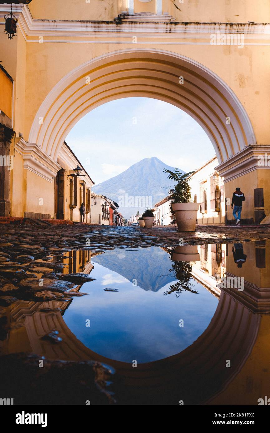 Volcano Reflection in Puddle Stock Photo - Alamy