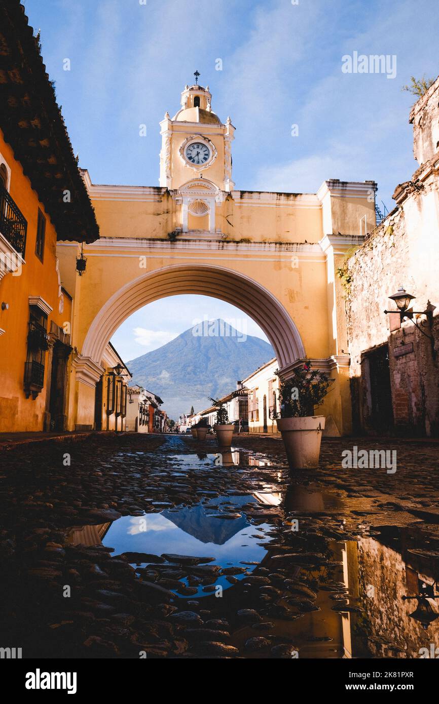 Volcano Reflection in Puddle Stock Photo - Alamy