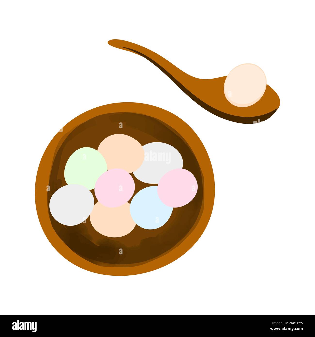 Glutinous rice balls illustration pastel color isolated on white ...