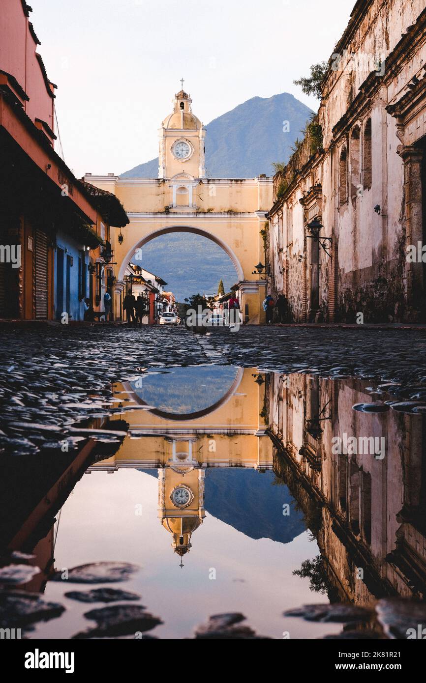 Volcano Reflection in Puddle Stock Photo - Alamy