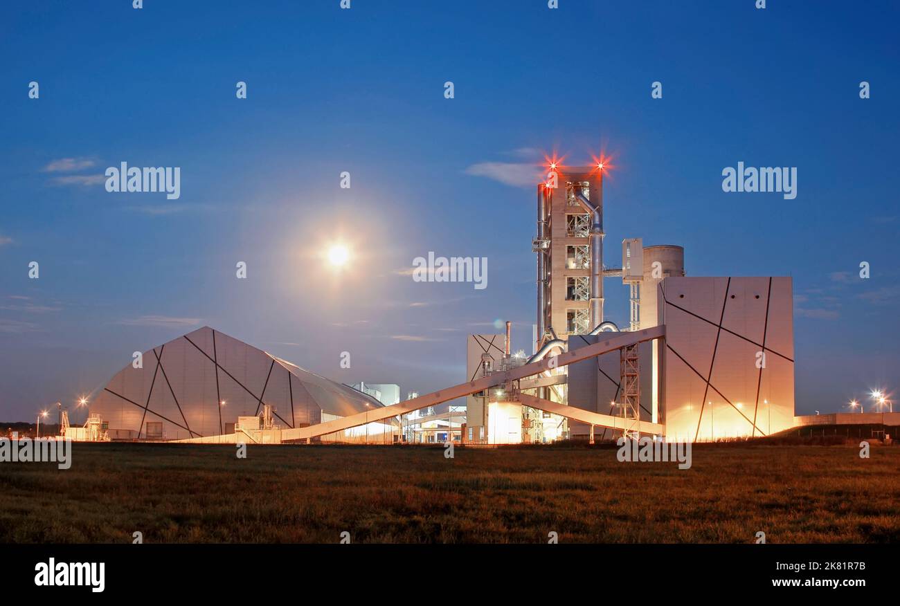 Outdoor of cement factory at moonlight Stock Photo - Alamy