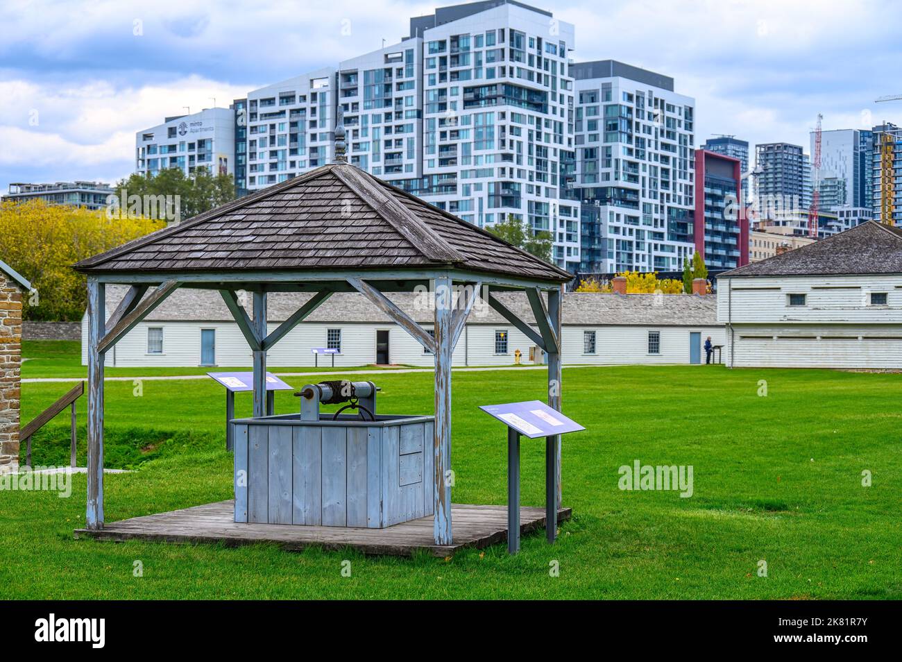 Detail of the water well in the grounds of the garrison. Modern ...