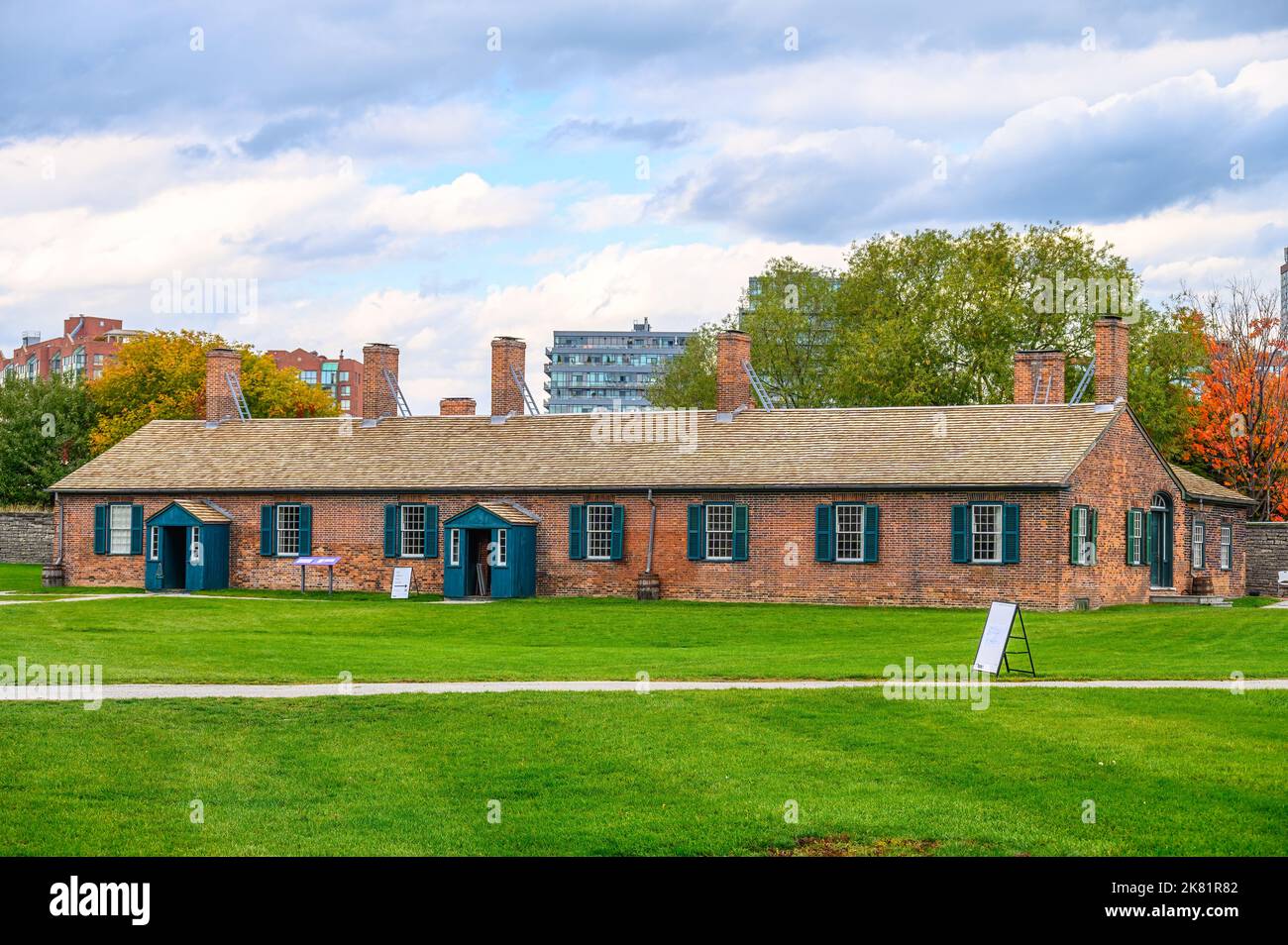 Whole view of a barrack building exterior. Typical architecture in the ...