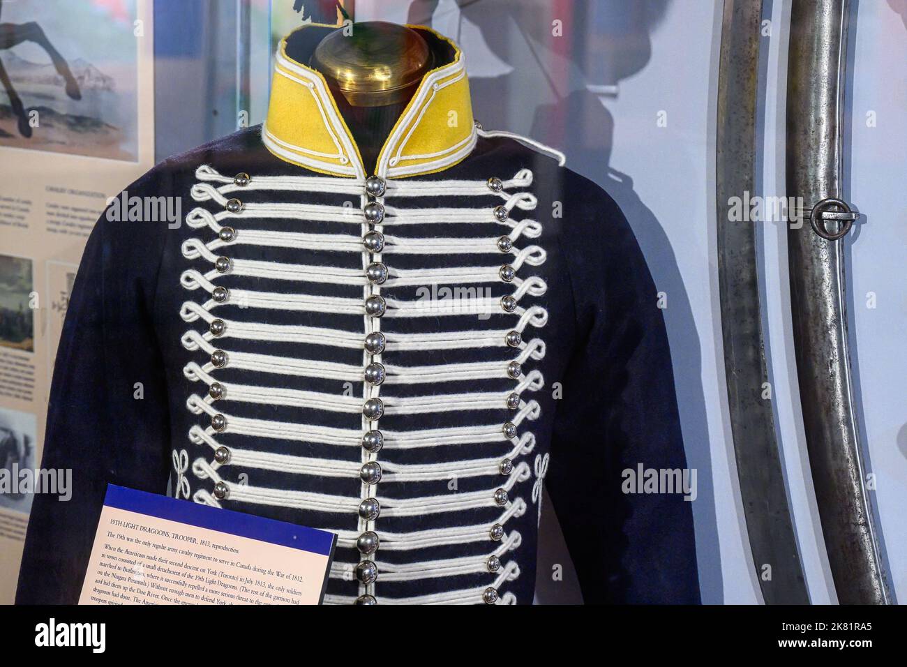 Military uniform of soldiers and officers in the garrison. Fort York is ...