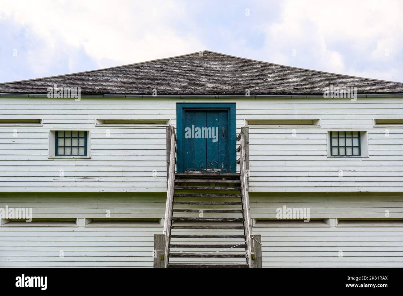 Stair or steps leading to a second floor door in a fortified building ...