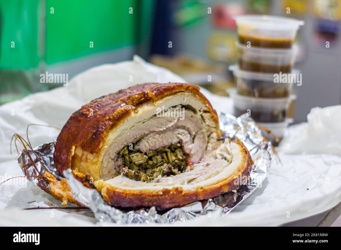 Lechon belly via delivery in Makati City, Philippines Stock Photo - Alamy