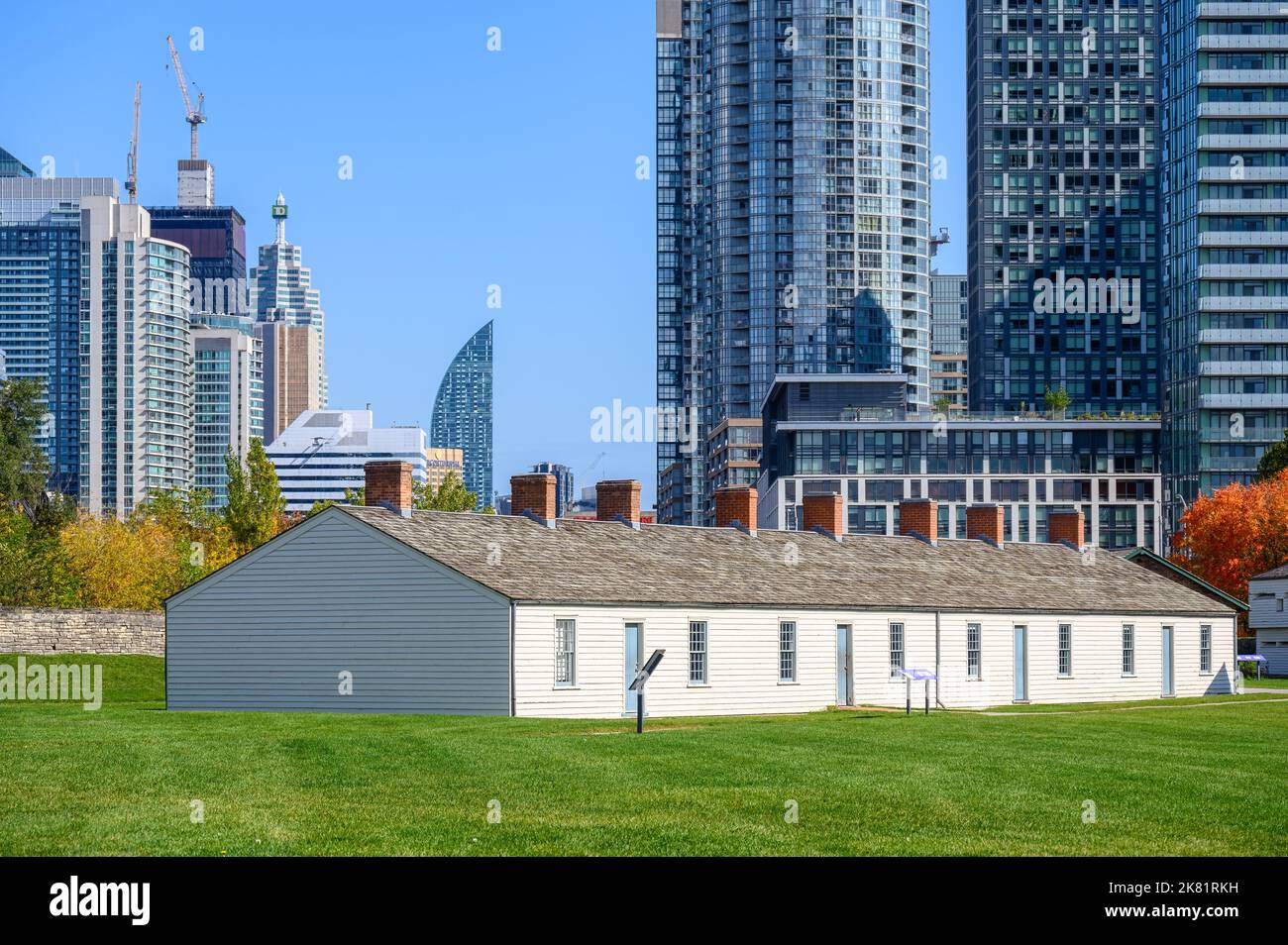 A colonial barrack wood wall building exterior contrasting with the ...
