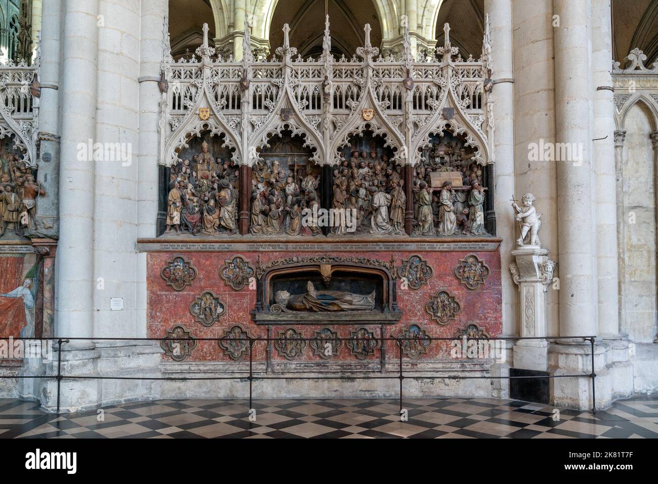 Amiens, France - 12 September, 2022: bishop's tomb and scenes from the ...