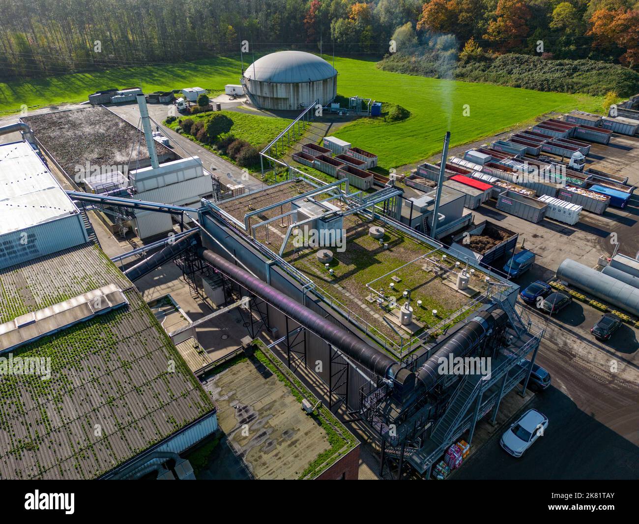 Biogas storage, pipelines of the biogas plant of the company Reterra ...