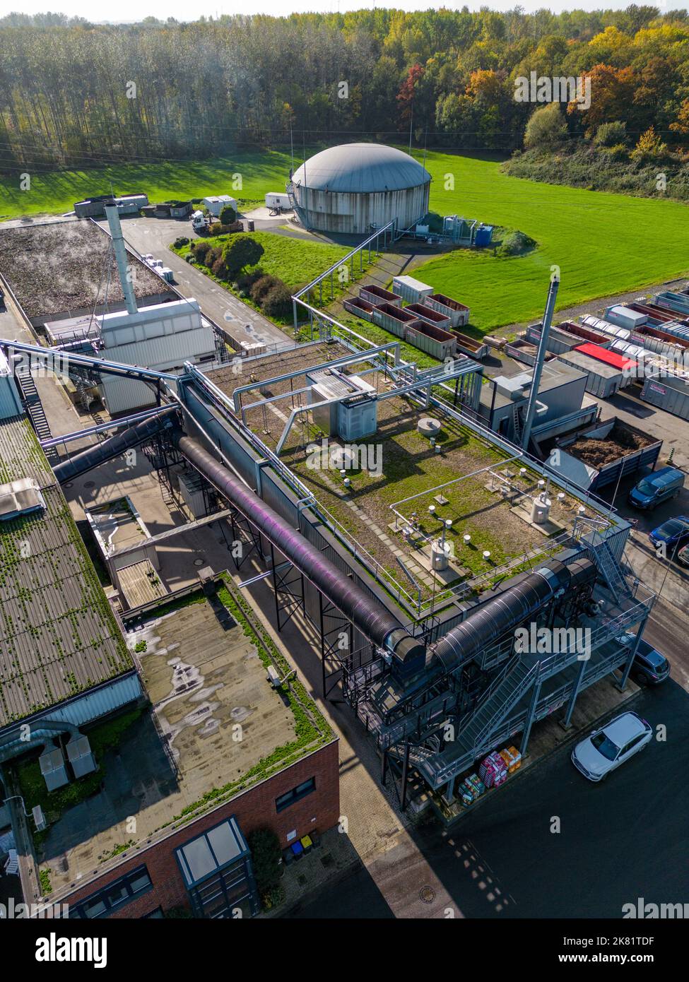 Biogas storage, pipelines of the biogas plant of the company Reterra ...