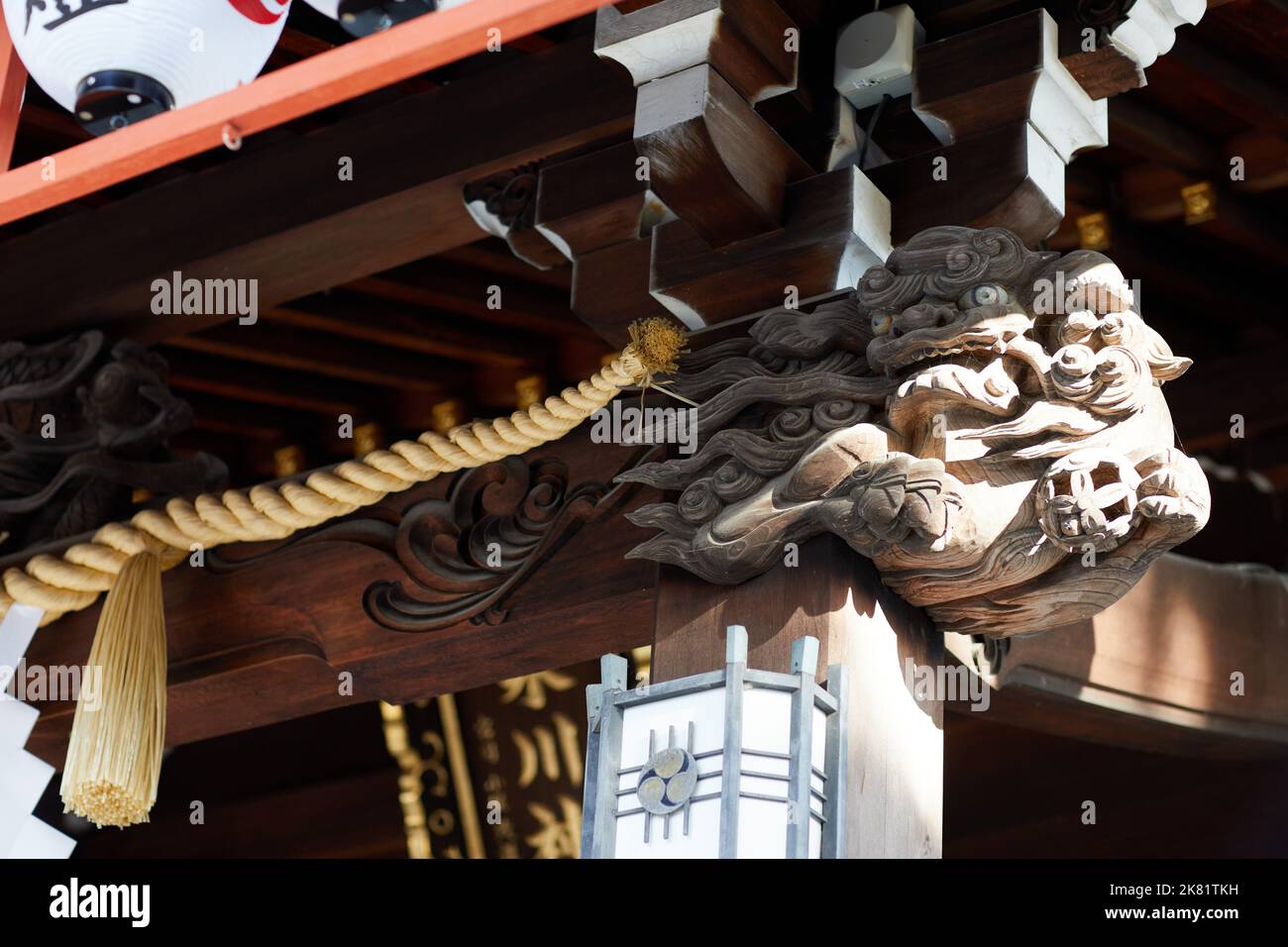 Shinto shrine wooden sculpture Stock Photo - Alamy