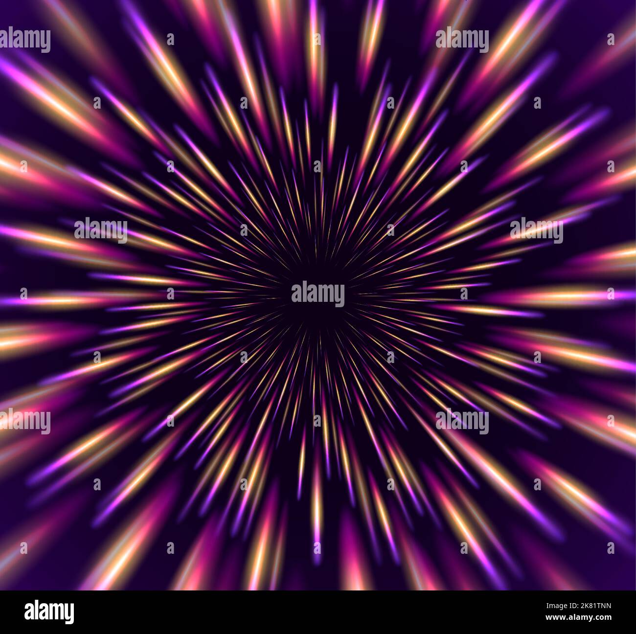 Neon star burst, colorful speed of light, cosmic hyperspace jump motion ...