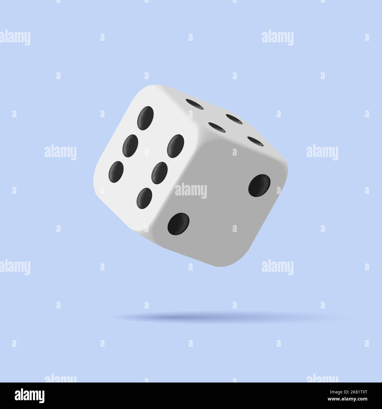 White dice with black dots 3d icon. Rounded corners cube in the air ...