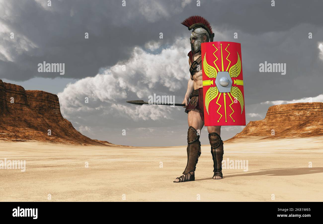 Roman legionary of ancient Rome in a landscape Stock Photo - Alamy