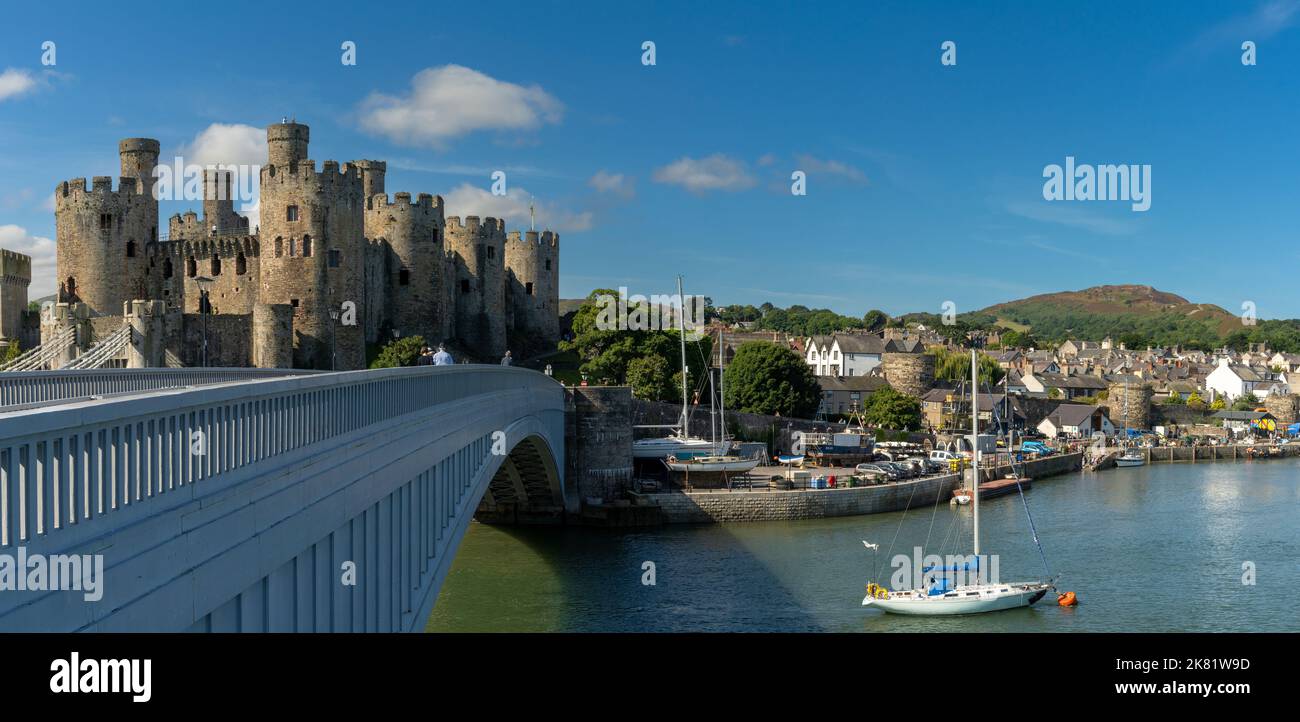 Conwy, United Kingdom - 27 August, 2022: panorama view of the Conwy ...